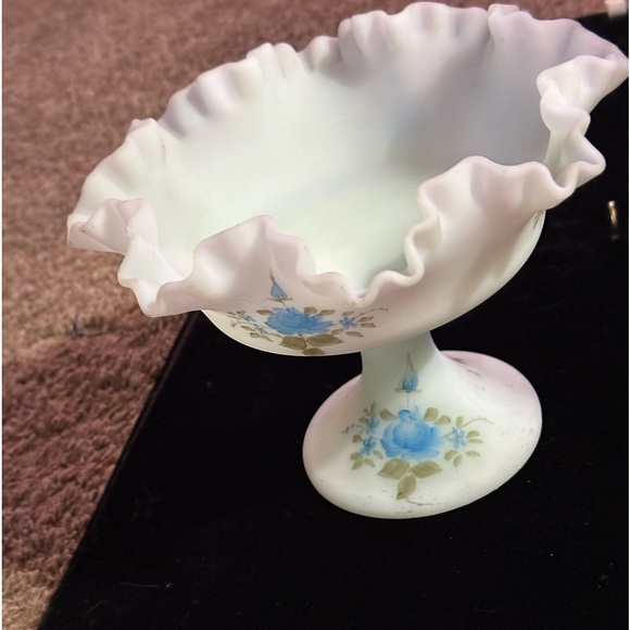 Fenton | Accents | Fenton Blue Custard Glass Pedestal Candy Dish Hand ...